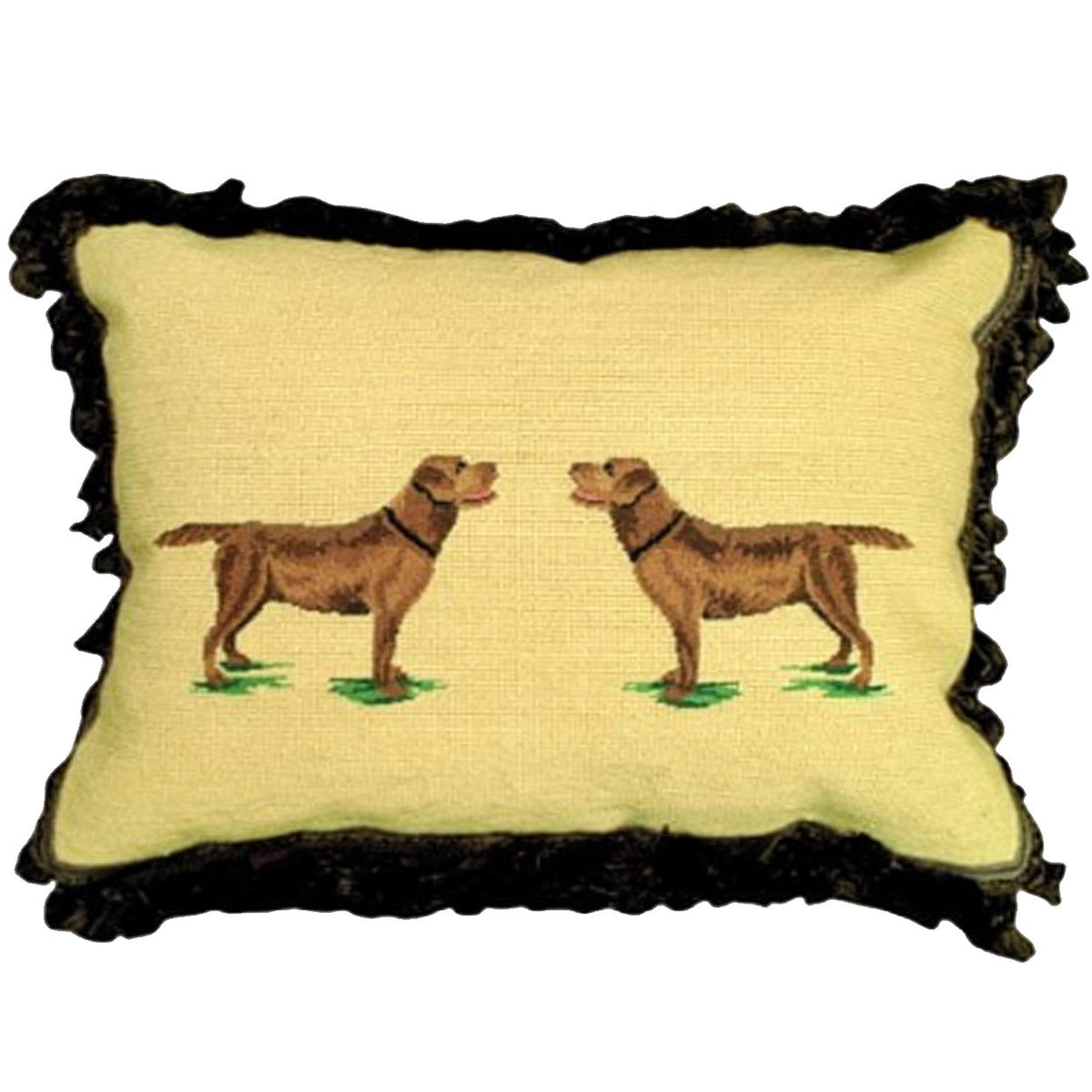 Chocolate Lab Dog Decorative Needlepoint Throw Pillow